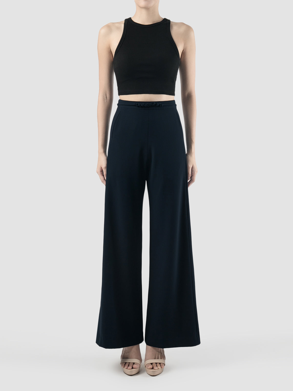 Dark blue Stanza bell-bottom pants – PILLAR